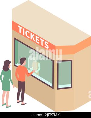 People buy tickets for film premiere in cinema theater lobby vector ...