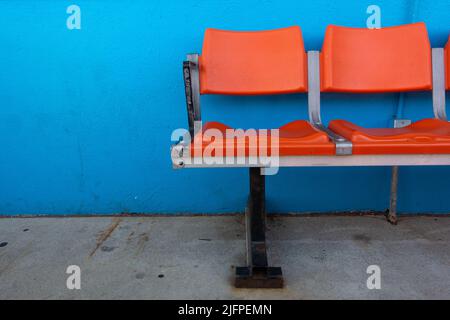 Empty Stadium Seating With Orange Chairs and Modern Sports Arena ...