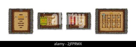 Game menu interface windows, cartoon options, settings, adventure ...