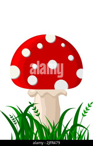 Fantasy magic mushroom, flower and grass. Vector cartoon set of ...