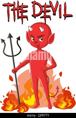 Wicked devil cartoon background with fire illustration Stock Vector ...