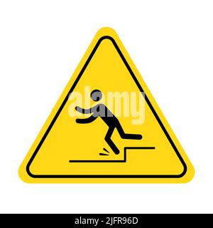 Mind your step icon. Trip, stumble caution sign with fall pictogram man ...