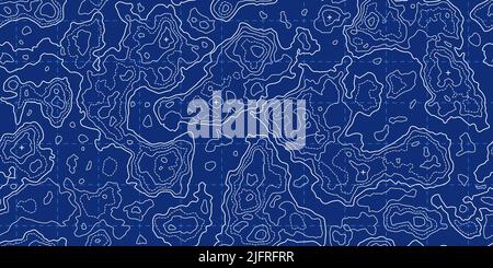 Blue topographic map seamless pattern of earth relief. Abstract ...