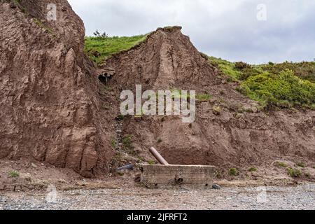 Thurstaston cliffs showing erosion after long period of heavy rain and ...