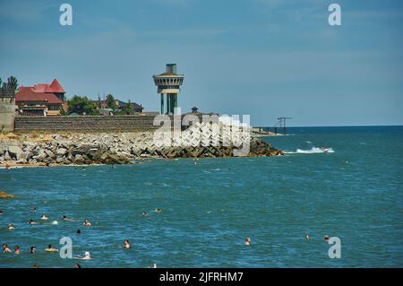 seafront Kaspiysk, city in the Republic of Dagestan, Russia, located on ...