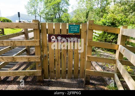 No Tents Sign On Campsite Gates, Scotland, UK Stock Photo - Alamy