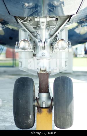 Wheel well of an old fighter jet, selective focus Stock Photo - Alamy
