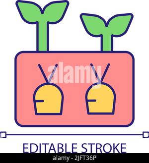 Growing carrot color line icon. Isolated vector element. Outline ...