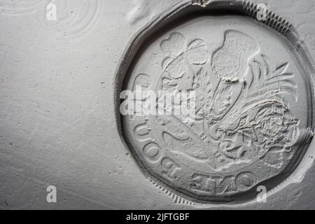 british one pound coin print Stock Photo - Alamy
