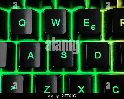 A colorful gaming keyboard, typical of those who play competitive ...