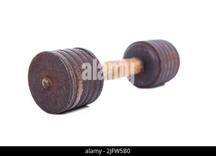 Very old rusty dumbbell, isolated on white background Stock Photo - Alamy