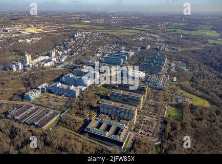 Aerial view, RUB Ruhr-Universität Bochum, construction site replacement ...
