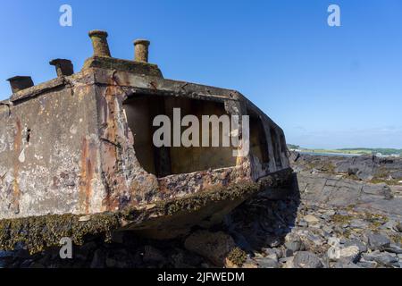 Remains of Mulberry Harbours at Garlieston Bay where they were tested ...