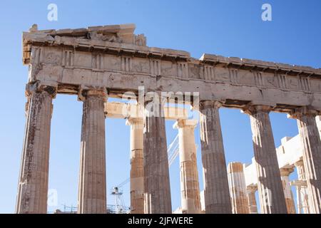 view on parthenone athens from small real parts, reconstruction in ...
