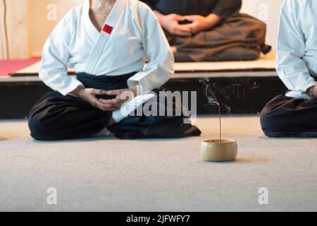 People Practicing Zen Meditation Called Zazen Stock Photo - Alamy