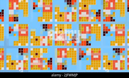Bright mosaics assembled from small squares.Motion.Multi-colored ...