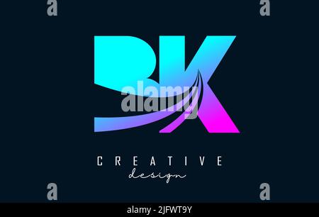 BK Letter Design with Creative Cut and Colorful Rainbow Texture. BK ...