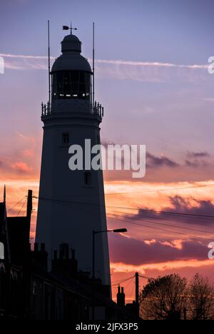 Withernsea lighthouse at sunset Stock Photo - Alamy