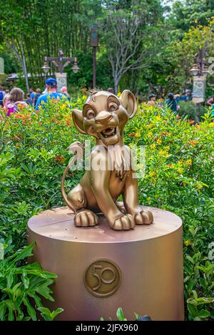 Simba Gold Statue 50th Anniversary Disney Animal Kingdom Stock Photo ...