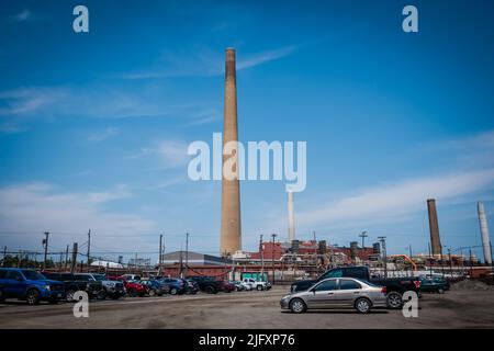 the superstack in Sudbury, Ontario, Canada. This is the worlds tallest ...