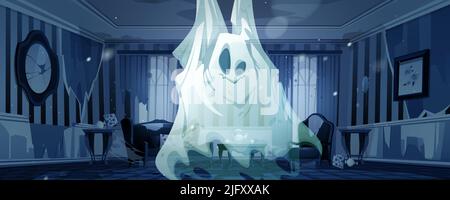 Cartoon spooky Halloween character personages. Vector ghost, grim ...