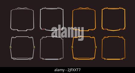 Square ui game frames, medieval silver borders. Textured ornate gui ...