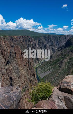 Steep walls and black rock characterizes Black Canyon of the Gunnison ...