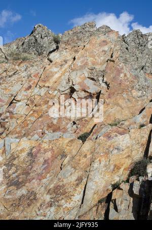 Peaks topped by quartzite rocks at Sierra de la Mosca, Caceres, Spain ...