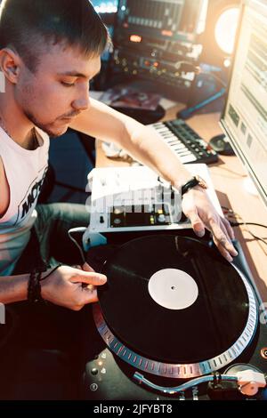 DJ making music in the recording studio Stock Photo - Alamy