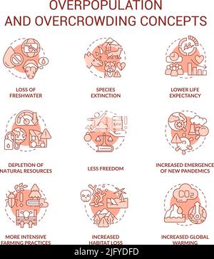 Population growth icons set outline vector. Population ability. Area ...