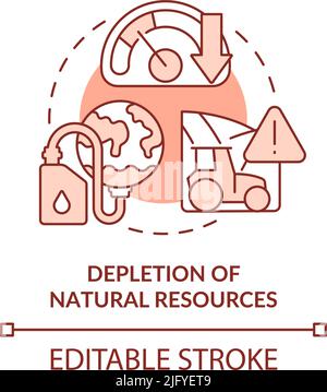 Resource depletion concept icon. Mining for fossil fuels and minerals ...