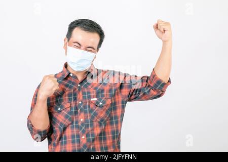 Passed bad situation concept : Asian man wearing protective face mask ...