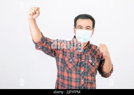 Passed bad situation concept : Asian man wearing protective face mask ...