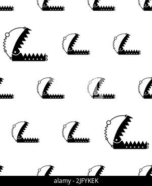 Bear trap pattern seamless. Metal animal mantrap background. vector ...
