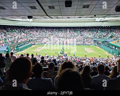 A general view of Centre Court as final preparations are made ahead of ...