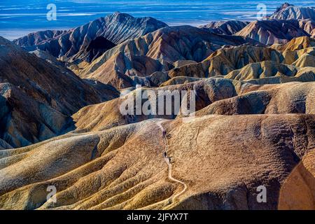 Colourful sandstone formations, Zabriskie Point, Death Valley ...