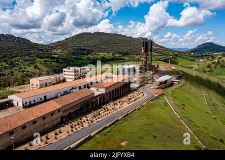 Aerial of the ancient mine, Heritage of Mercury, UNESCO World Heritage ...