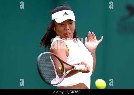 Mingge Xu in action in the Girls Singles during day seven of the 2022 ...