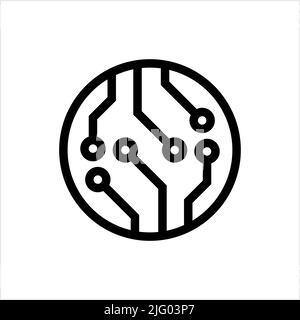 Electronic Circuit Icon, Printed Conductive Wire Traces Circuit Vector ...