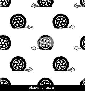 Flat Tyre Icon, Puncture In Tyre, Deflated Tire Vector Art Illustration ...