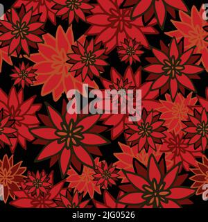 Seamless pattern poinsettia Christmas silhouette floral plant.New year ...