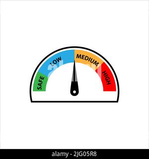 Risk management measure meter icon set. Three risk indicators signs ...