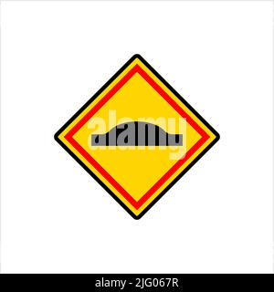 Speed Breaker Sign, Bump Ahead Warning Sign Vector Art Illustration ...