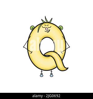 Illustration with funny characters. Children's font in cartoon style ...