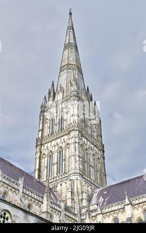 The Spire of the thirteenth century AD christian cathedral in Salisbury ...