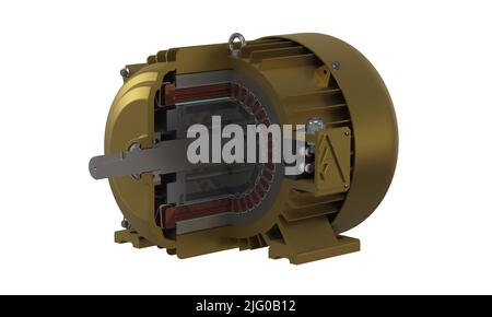 Winding stator for electric motor, exploded view,3D illustration ...