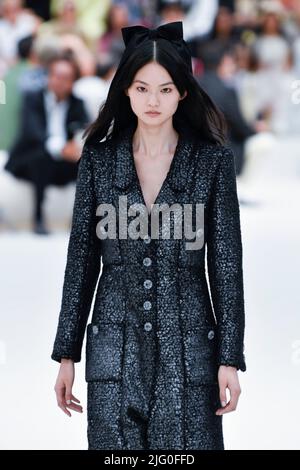 Model He Cong walks on the runway at the Coperni fashion show during ...