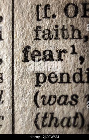 Definition of word afraid on dictionary page, close-up Stock Photo - Alamy