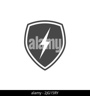Lightning on shield icon. Shield and thunder bolt icon. Protect energy ...