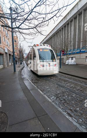 Tri-Met Max train on SW Morrison in Portland, Oregon Stock Photo - Alamy